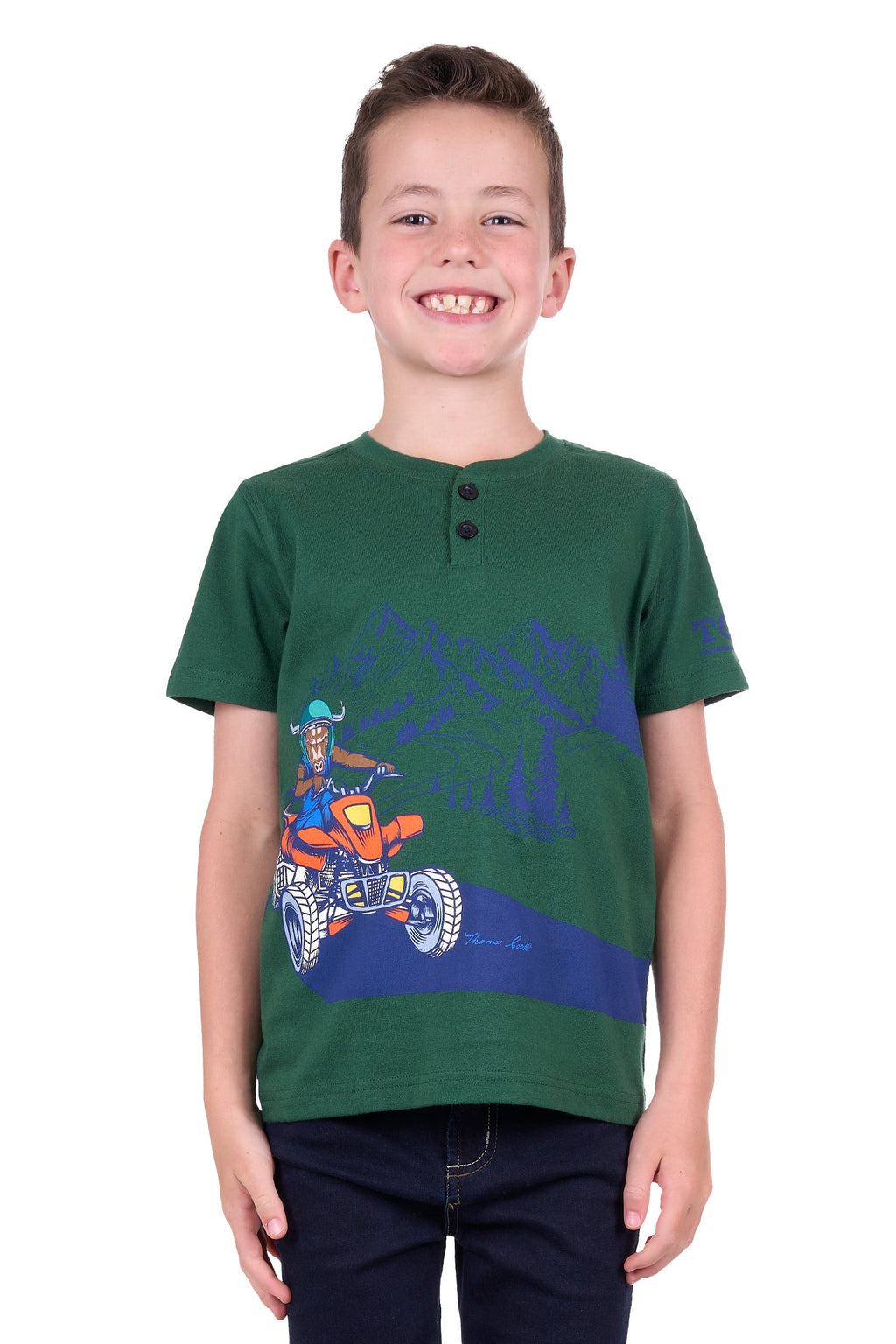 Buy Thomas Cook Boys Devon Henley Tee Green | The Stable Door