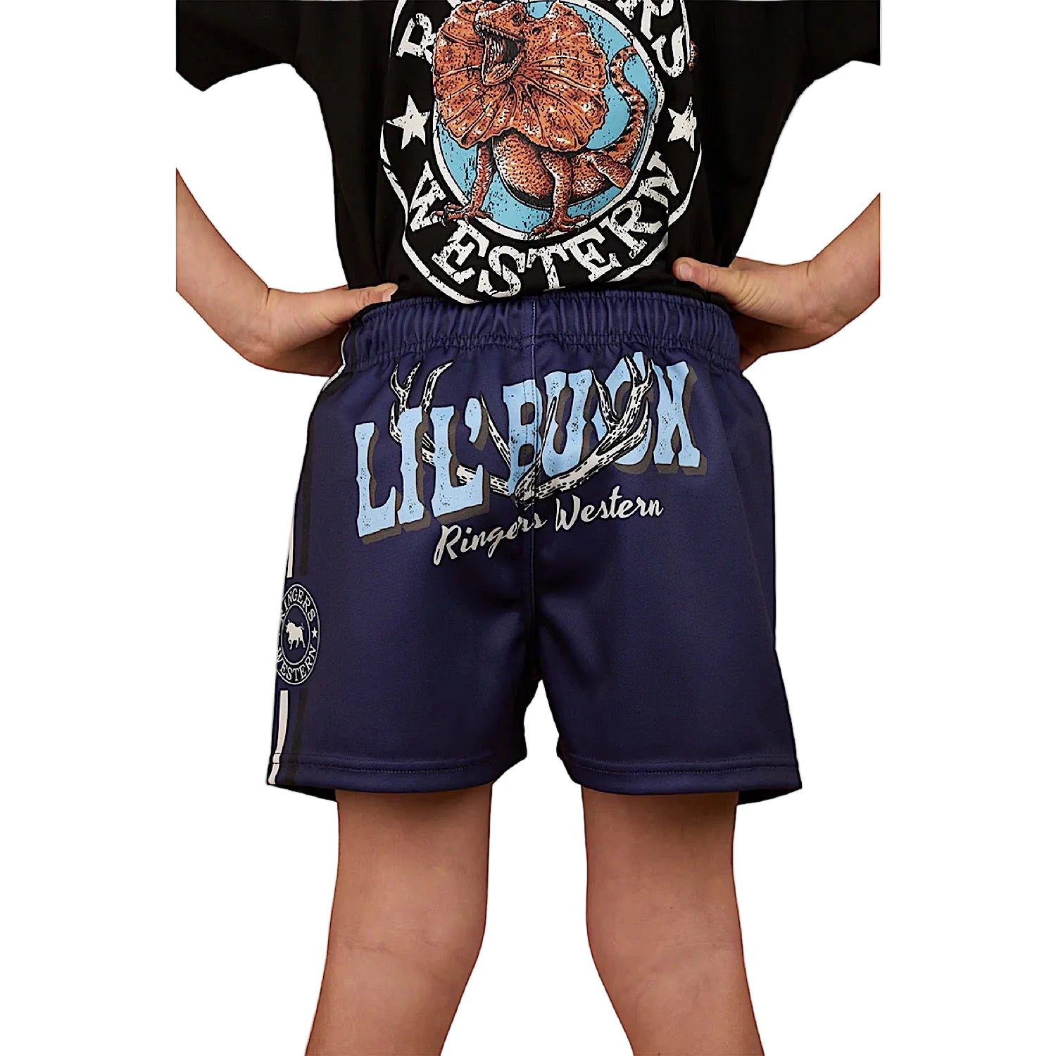 Buy Ringers Western Kids Lil Buck Footy Short - Navy | The Stable Door