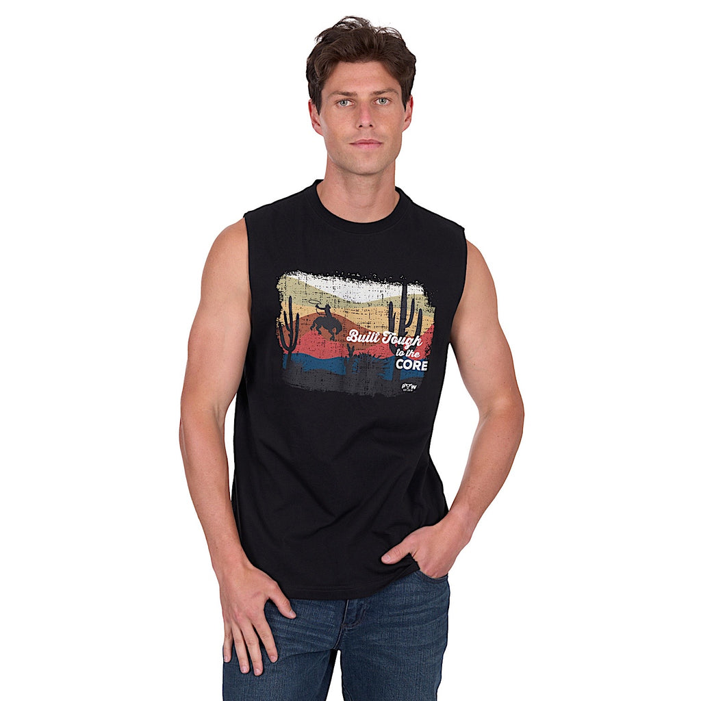 Buy Pure Western Mens Terry Muscle Tank - Black | The Stable Door