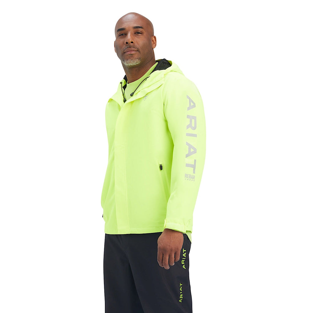 Buy Ariat Mens Rebar Stormshell Logo Waterproof Jacket Safety Yellow ...