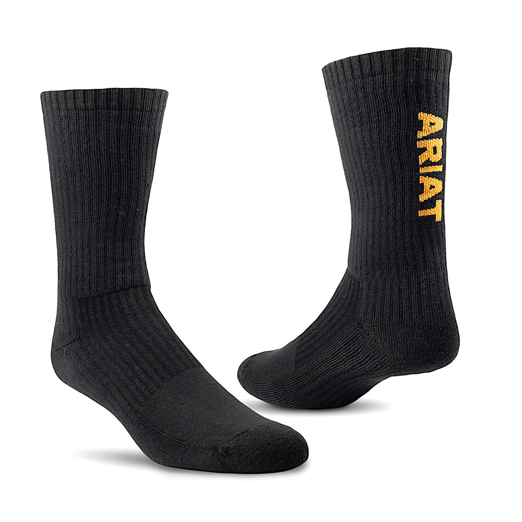 Buy Ariat Premium 3 Pack Cotton Crew Socks - Black | The Stable Door