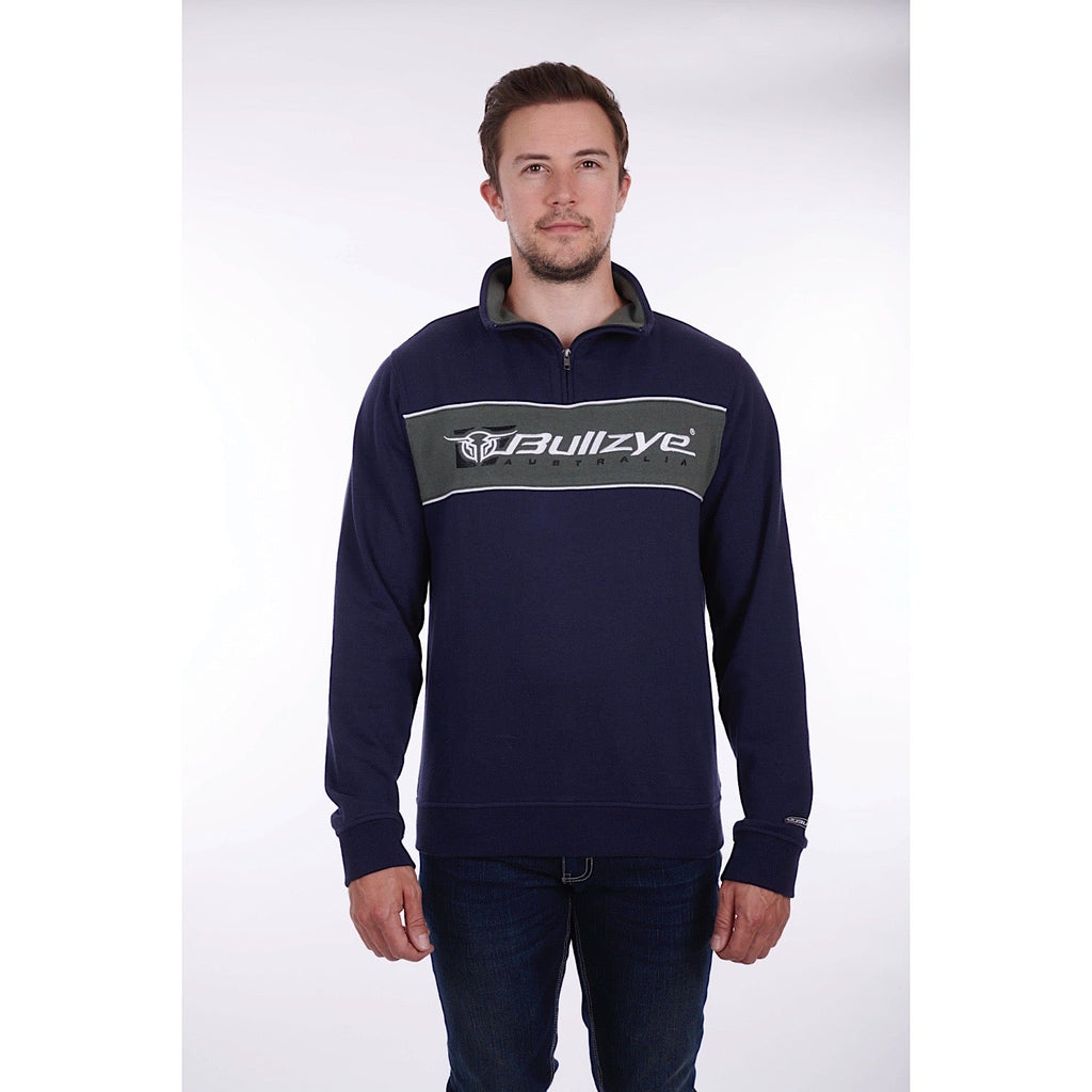 Buy Bullzye Men's Logo 1/4 Zip Pullover Navy/Green | The Stable Door