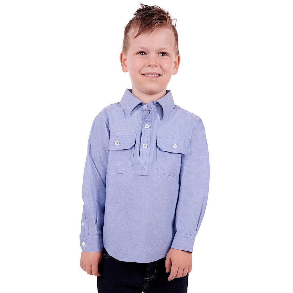 Buy Hard Slog Kids Jackson Half Placket Shirt Blue – The Stable Door