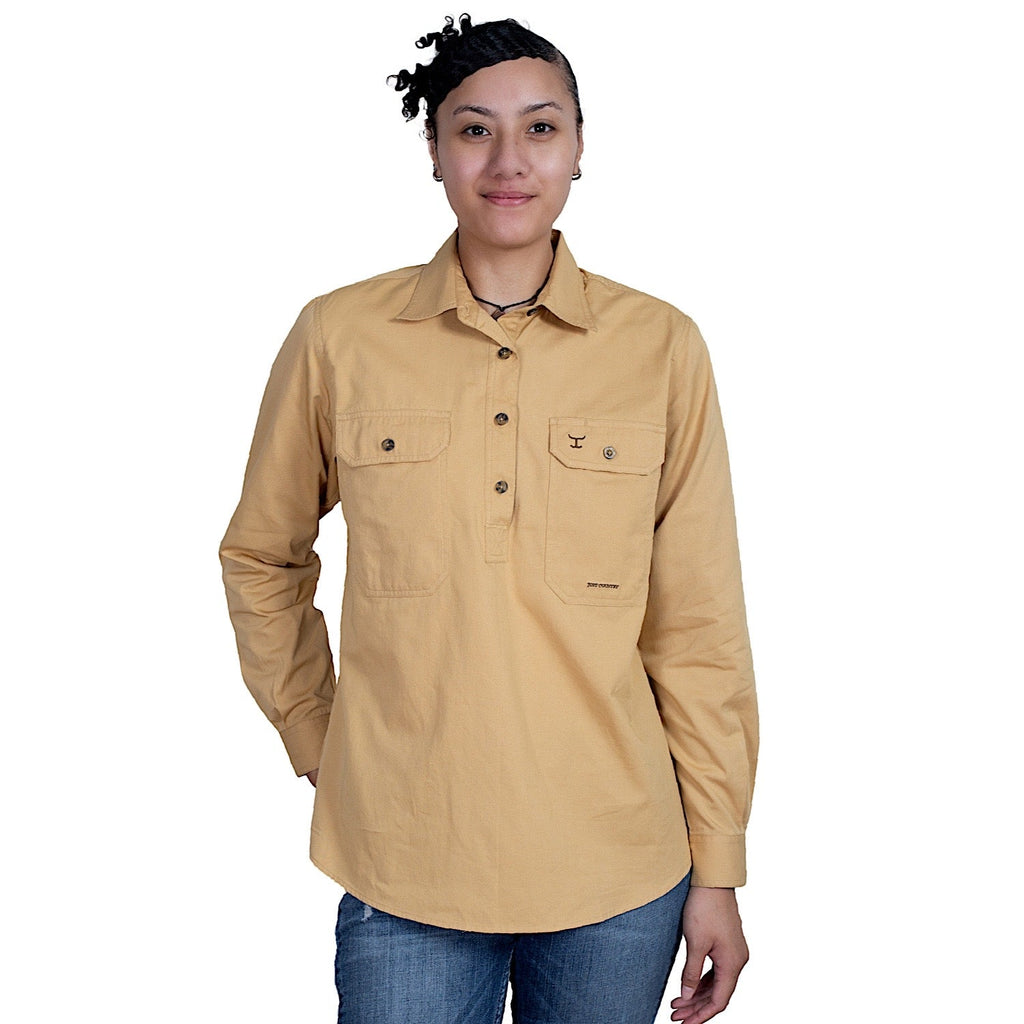 Buy Just Country Women's Jahna Half Button Work Shirt Sand | The Stable ...