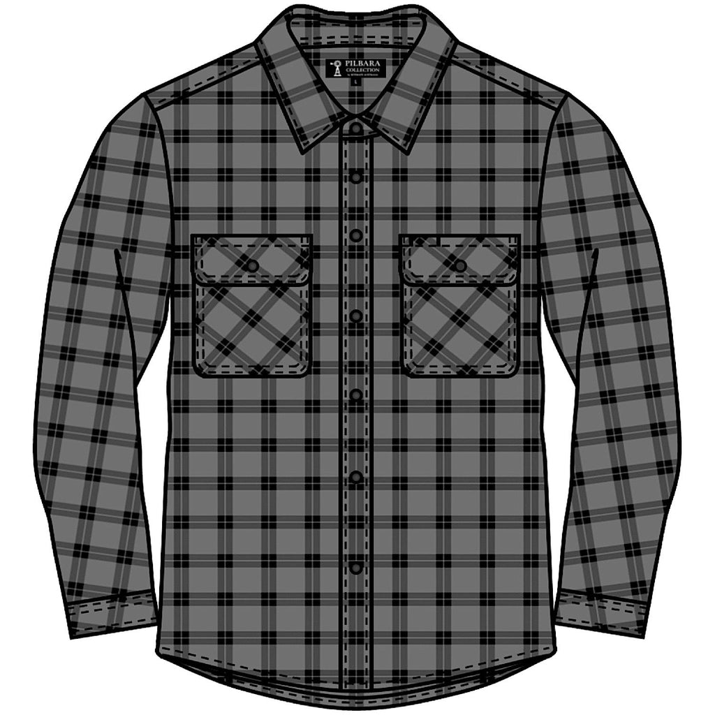 Buy Pilbara Mens Open Front Flannelette Shirt - Grey/Black | The Stable ...