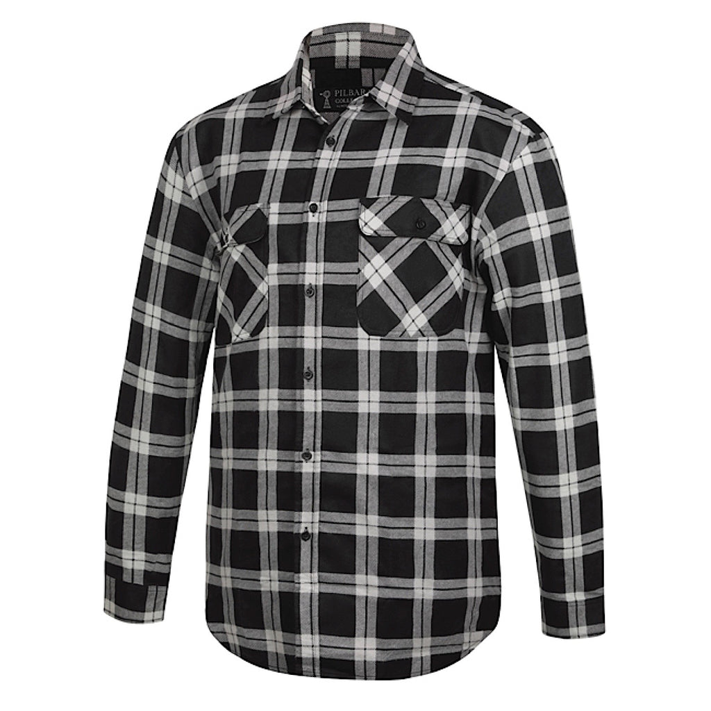 Buy Pilbara Mens Open Front Flannelette Shirt - Grey/Black | The Stable ...