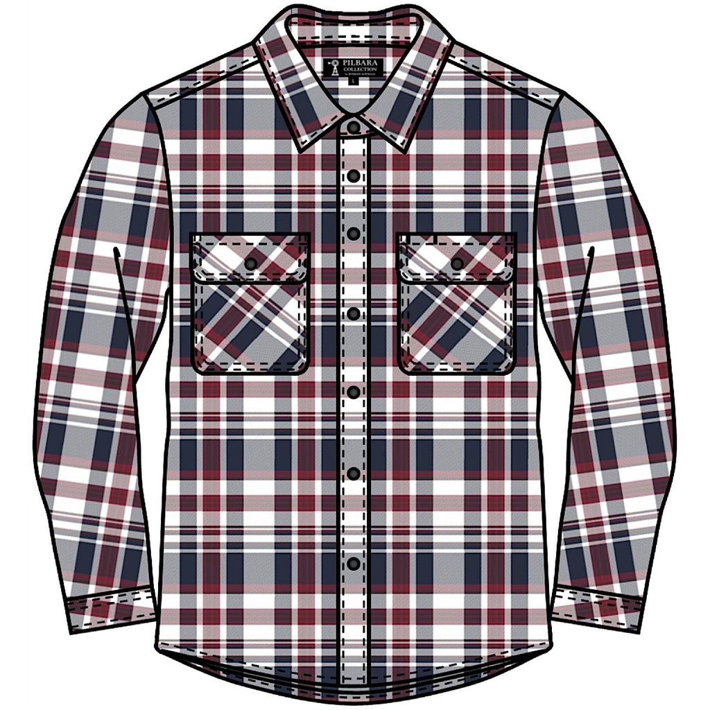 Buy Pilbara Mens Open Front Flannelette Shirt - Red/Blue/White | The ...