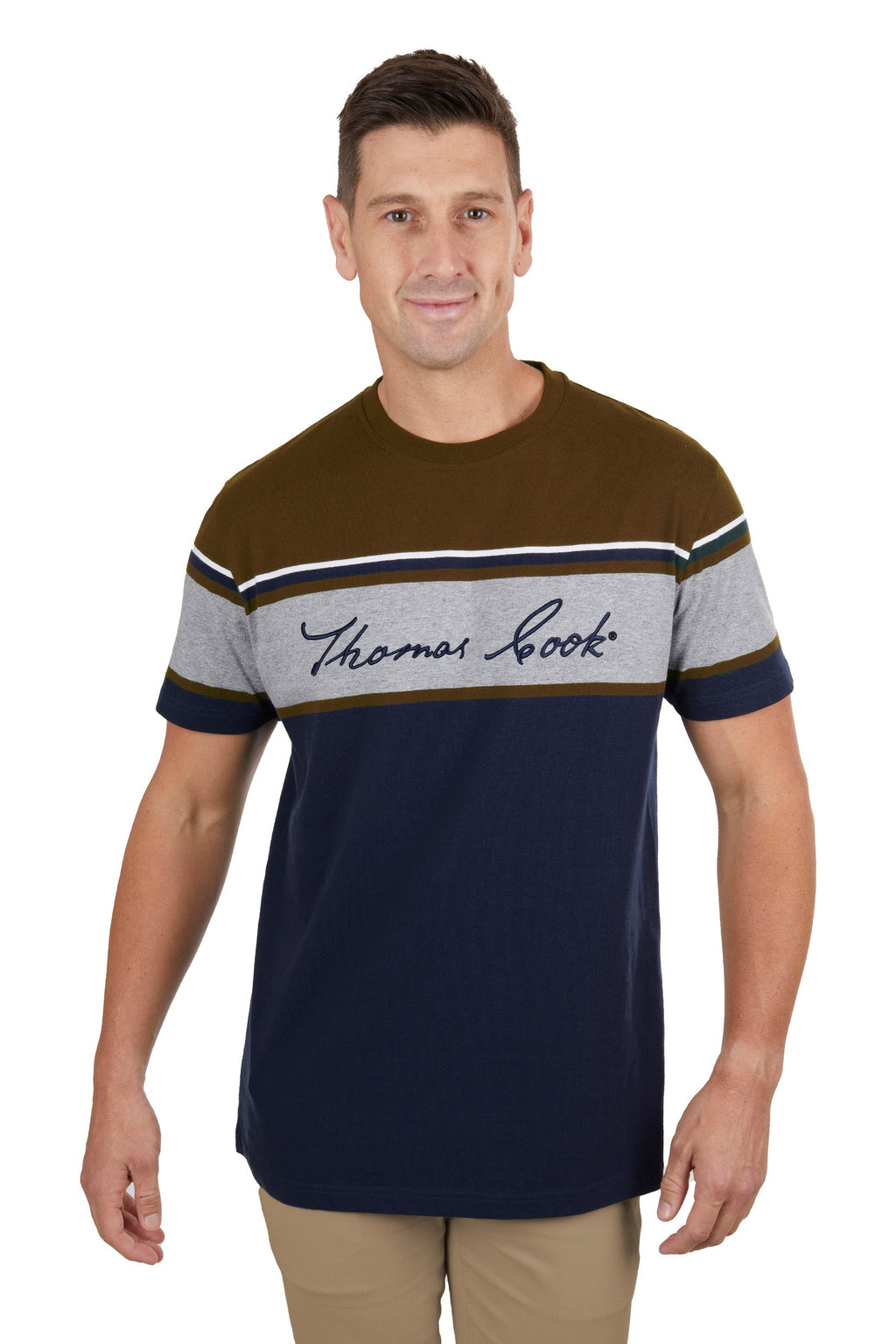 Buy Thomas Cook Mens Brock Tee Navy/Dark Tan | The Stable Door