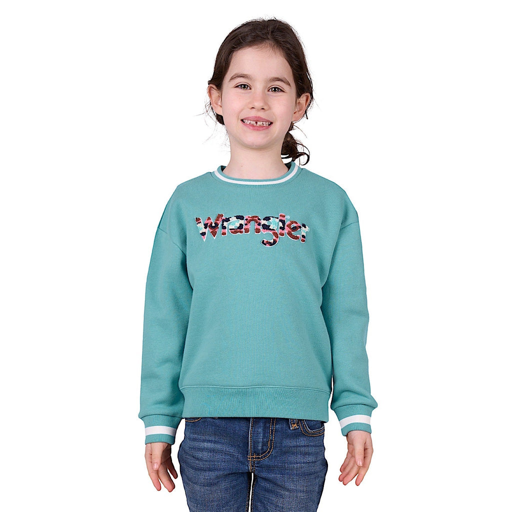 Buy Wrangler Girls Tabitha Crew - Turquoise | The Stable Door