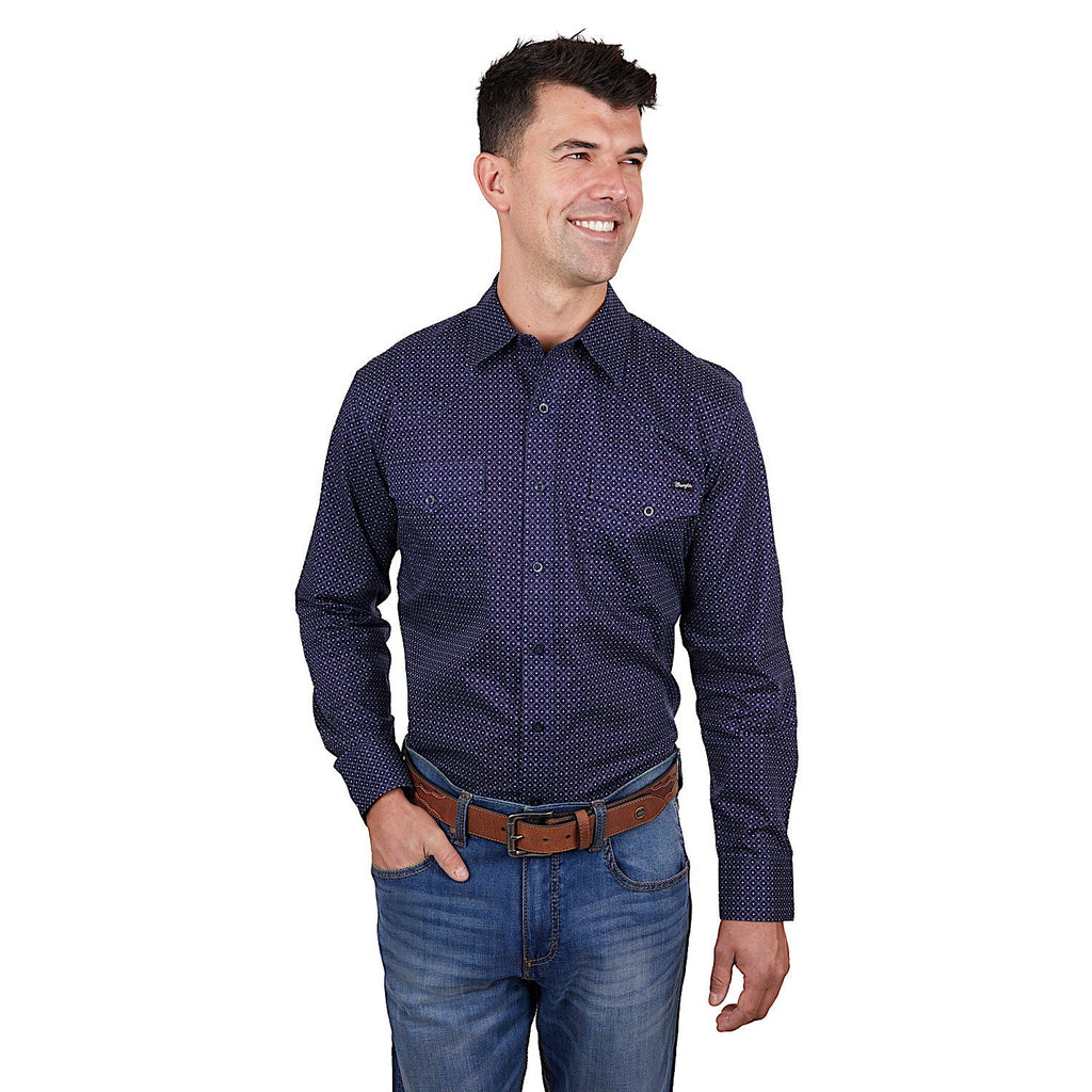 Buy Wrangler Mens Cam Shirt Navy/Blue | The Stable Door