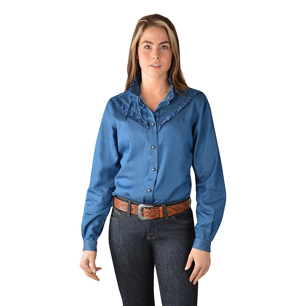 Buy Wrangler Womens Hadley L/S Western Shirt Chambray – The Stable Door